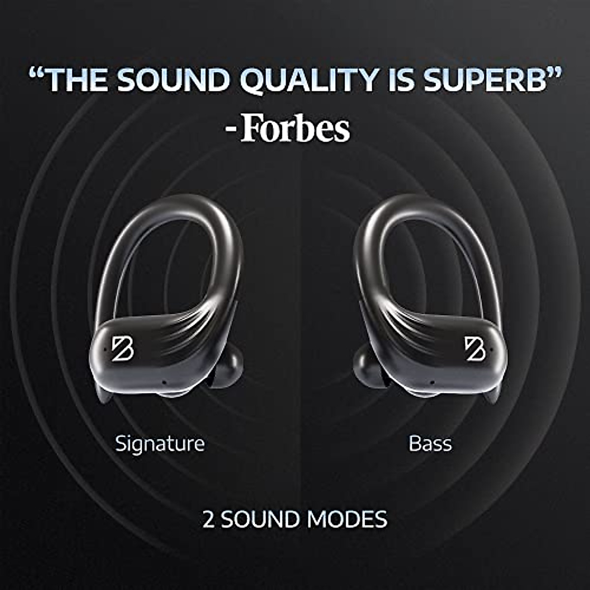 Runner 60 Wireless Sport Earbuds for Running 80 Hour Long Battery Life Over the Ear Earbuds with EarHooks, Wrap Around Ear buds Wireless Bluetooth Earbuds with Microphone, Earphones In Ear Headphones