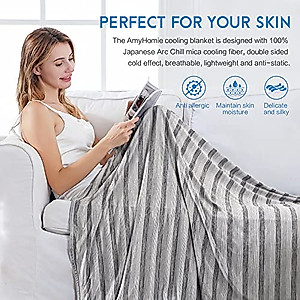 AmyHomie Cooling Blanket, Cooing Throw Blankets with Double Sided Cold Effect, Summer Breathable Lightweight Blankets for Hot Sleepers and Night Sweats, Transfers Heat to Keep You Cool, 50×70in