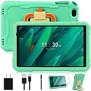 AOCWEI 2023 Tablet, 10 inch Android 11 Tablets with Octa-Core, 4GB RAM 64GB ROM, 8000 mAh Battery, Drop-Proof Case, HD IPS Touchscreen, WiFi, Bluetooth, GMS Certified, Split Screen - X500 (Green)