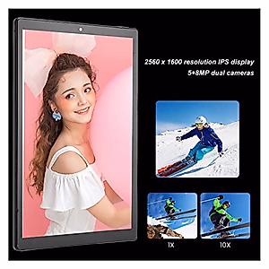 LEYT Black Tablet 6GB RAM 128GB ROM 100-240V 2.4G 5GWiFi 10.1 Inch IPS Octa Core CPU Reading Tablet for Work (US Plug)