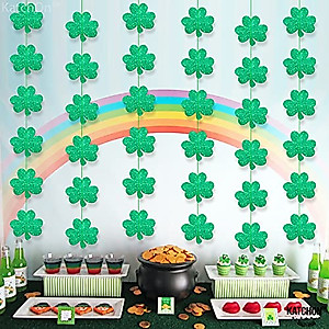 KatchOn, Glitter St Patricks Day Shamrock Garland - 6 Strings, No DIY | St Patricks Day Banner, St Patricks Day Decorations | Clover Garland Banner, St Patricks Day Garland, St Paddys Day Decorations