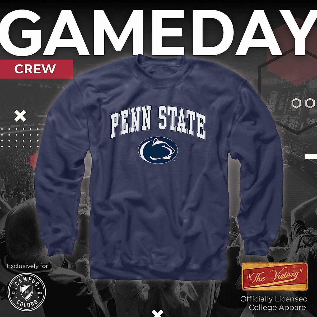 Campus Colors Adult Arch & Logo Soft Style Gameday Crewneck Sweatshirt (Penn State Nittany Lions - Navy, Medium)