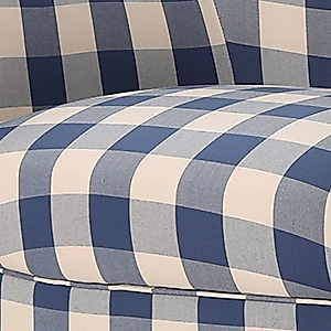 Christopher Knight Home Oliver Farmhouse Armchair, Checkerboard, Polyester and Birch Wood, Blue Floral