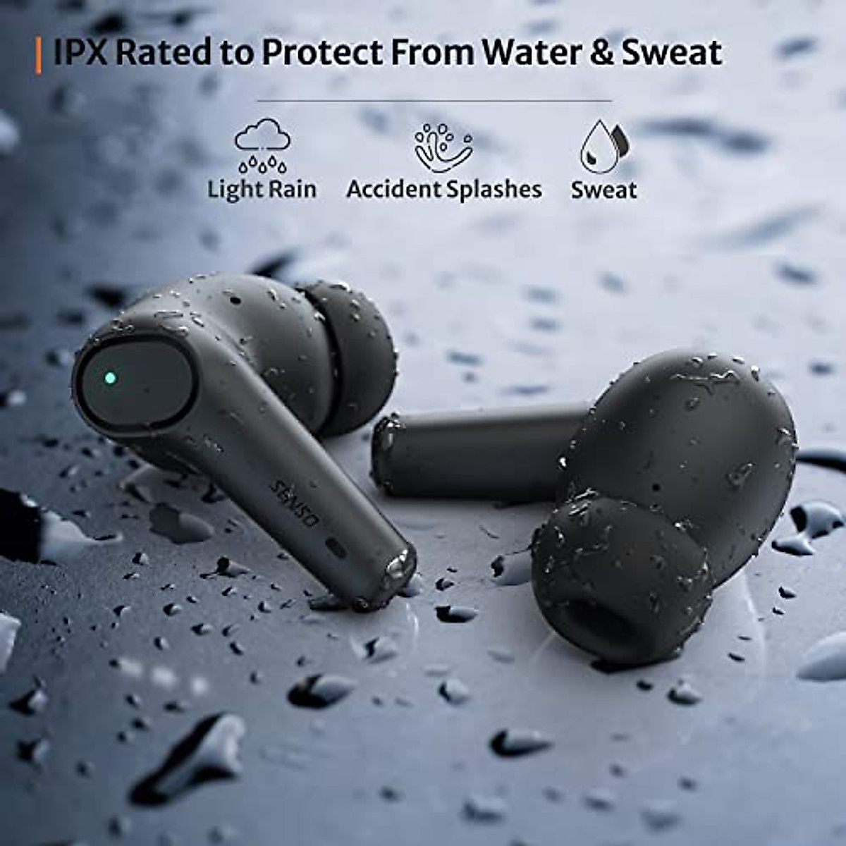 Senso Orbits Wireless Earbuds Bluetooth Headphones With Compact USB-C Quick Charging Case, Premium Sound Deep Bass Ear Buds, 4 Mics ENC Noise Cancelling for Clear Calls, IPX Waterproof for Gym Running
