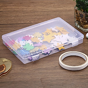 PATIKIL 9x6x1.2inch Clear Storage Box with Hinged Lid, 12Pack Plastic Stackable Rectangle Organizer Container for Beads Jewelry Small Items Art Craft Projects