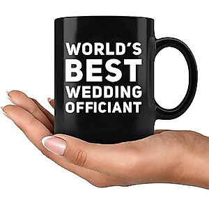 Panvola Worlds Best Wedding Officiant From Bride Groom Anniversary Souvenir Pastor Minister Drinkware Ceramic Coffee Mug (11 oz, Black)