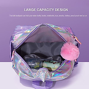 SUNVENO Girls Unicorn Backpacks Preschool Girls Bag Sequins School Bag Toddler Backpack Animal for Children 3-8 Yrs, 12* 10* 4.5", Pink