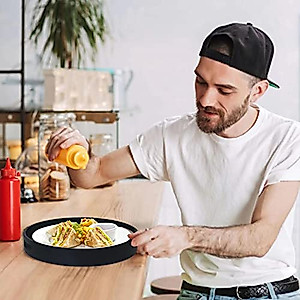 3.5 cm Deep Solid Wood Serving Tray, Round with Handle Hole Non-Slip Tea Coffee Snack Plate Food Meals Serving Tray with Raised Edges for Home Kitchen Restaurant(11.8 inch, Black)