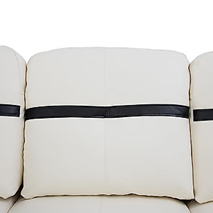 HOMVET L-Shaped Corner 5 Seaters Chaise & Storage Ottoman,Modern Faux Leather Sectional & Sofa Couch with 2 Pillows for Home Office Apartment Living Room Furniture Sets, PU Right, White and Black