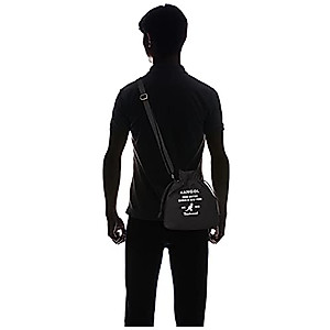 Kangol Shoulder Bag, Thick Cotton Canvas, Drawstring Bag, Black