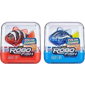 Robo Alive Robo Fish Robotic Swimming Fish (Lilac + Pink 2 Pack) by ZURU Water Activated, Changes Color, Comes with Batteries, Amazon Exclusive - Lilac + Pink (2 Pack)