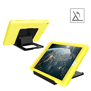 Hocase Compatible with iPad 5th/6th Generation Case, High-Impact Shock Absorbent Dual Layer Silicone+Hard PC Bumper Protective Case - Bright Yellow