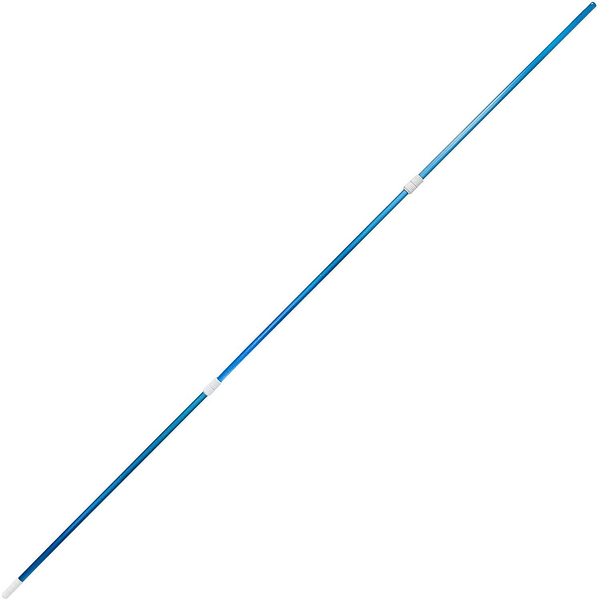 POOLWHALE Professional 12 Foot Blue Anodized Aluminum Telescopic Swimming Pool Pole,Adjustable 3 Piece Expandable Step-Up,for Skimmer Nets, Vacuum Heads and Brushes, Strong Grip & Lock