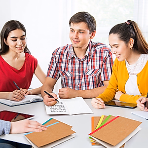 feela 8 Pack Composition Notebooks Bulk, Kraft Cover Lined Blank College Ruled Composition Travel Journals with Rainbow Spines For Women Students Business, 60 Pages, 8.3”x 5.5”, A5, 8 Colors