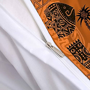 Quilt Cover Queen Size African Symbols 3D Bedding Sets Mask Duvet Cover Breathable Hypoallergenic Stain Wrinkle Resistant Microfiber with Zipper Closure,beding Set with 2 Pillowcase