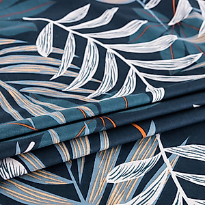 YuHeGuoJi Tropical Duvet Cover King 100% Cotton Blue Botanical Duvet Cover Soft 3 Pcs Set 1 Palm Leaves Plant Print Duvet Cover with Zipper 2 Pillowcases Botanical Bedding Breathable Comfortable