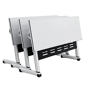 3 pcs Flip Top Mobile Training Table with Management & Lockable Wheels, Foldable Meeting Table for Conference Rooms,Training Rooms,Media Centers (Color : A, Size : 120 * 60 * 75cm)