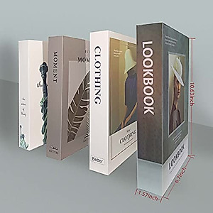 4 PCS Modern Hardcover Fake Book Decoration for Coffee Table Bookshelf Display - Fashion Faux Books Stack Plant Pattern Design for Rustic Home Farmhouse Office Decorative Books Set of 4