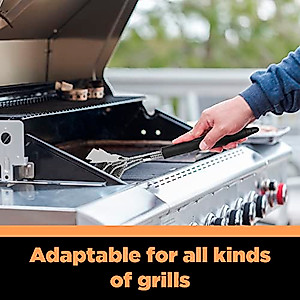 Grill Brush and Scraper Bristle Free – Safe Grill Brush Cleaner – 18” Stainless Grill Grate BBQ Brush W/Extra-Wide Scrubber - Safe Grill Accessories for Porcelain/Weber Gas/Charcoal Grills