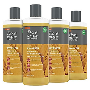 DOVE MEN + CARE Face + Body Wash For Men Awaken Turmeric + Ginger Root 18 oz 4 Count