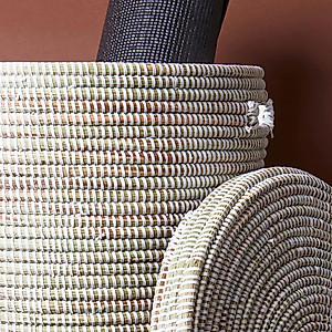 Woven Storage Basket White Flat Lid (19" Medium)