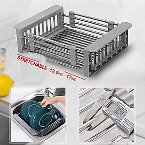 nathnalt Sink Dish Drying Rack. Sink Dish Drying Rack for Vegetables and Fruits. Suitable for 12.6"to 17.5" Square Sinks Upper.
