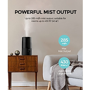 Clieap™ Humidifiers for Bedroom, 4L Air Humidifiers for Large Room, Ultrasonic Cool Mist Humidifiers for Baby, 30H Work Time, Auto Shut-Off (Black)