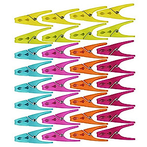 64 Plastic Clothespins w/ 6 Bright Colors - Clothes Pin, Laundry, Bag Clip, Chip Clip, Sealer, Ect.