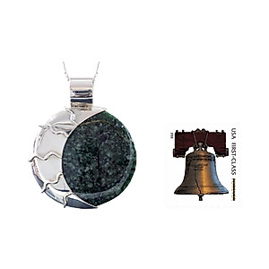 NOVICA Artisan Handmade Jade Pendant Necklace Light Dark Green Reversible Silver Sterling Guatemala Sun Moon Gemstone [necklace Length 18 in L Necklace Width 2 mm W Pendant(s) 1.7 in L x 1.3 in W x 0]