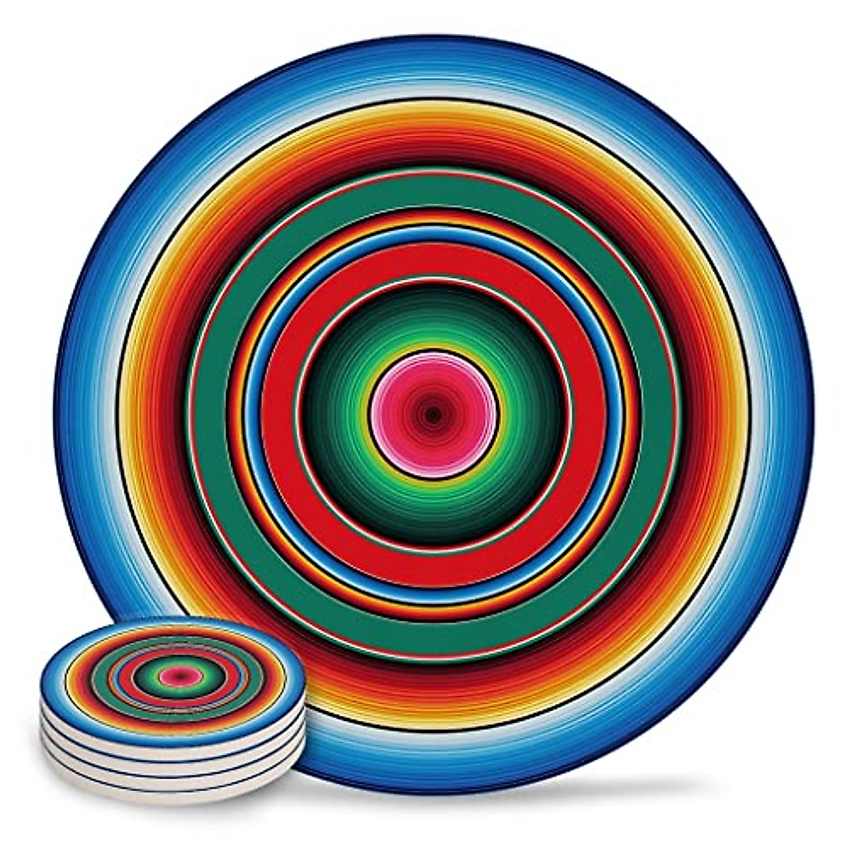 QUANJJ Stripes Coasters Ceramic Set Round Absorbent Drink Coaster Coffee Tea Cup Placemats Table Mat (Color : D, Size : 8pcs)