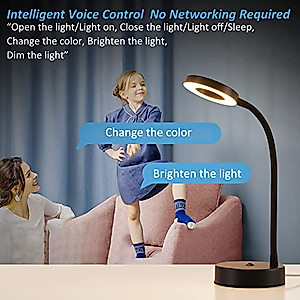 Chener Smart Voice Control Desk Lamp, Hand Free No Networking Required, Warm/Day/Cool White 3 Lighting 5 Brightness USB+AC Dimmable Desk Light, Eyes Care Flexible Gooseneck Table Lamp Night Light