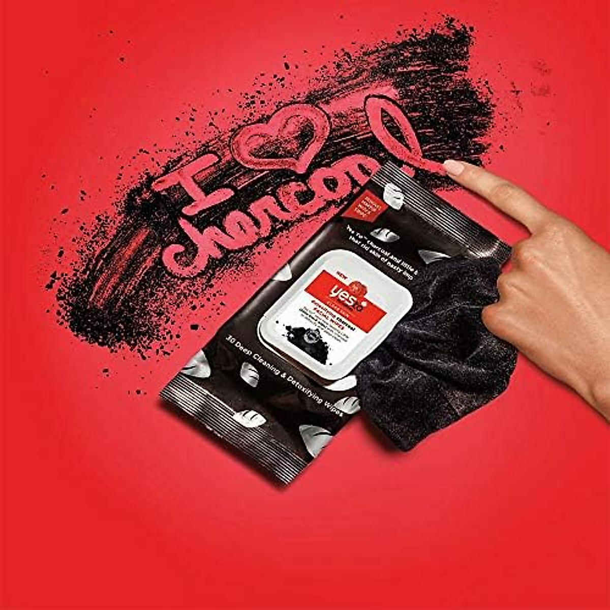 Yes To Face Wipes for Women and Men, Charcoal Facial Cleansing Wipes for use as a Make Up Remover, Cleaning, Soothing, Tomatoes (Pack of 1)