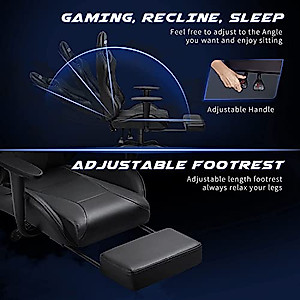 Homall Gaming , Massage, Computer, Office Ergonomic Desk chair with Footrest Racing Executive Swivel chair Adjustable Rolling Task chair (Black)