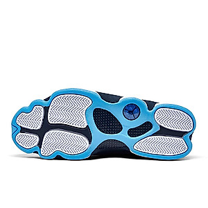 Nike Jordan Mens Air Jordan 13 Retro 414571 144 Obsidian - Size 10.5,White/Dark Powder Blue-multi