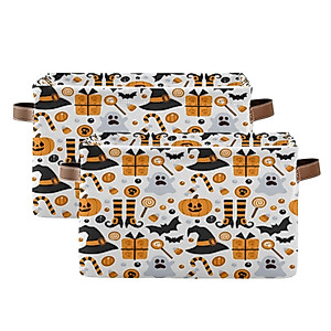 YETTASBIN Halloween Pumpkin Storage Basket 1PC, Large Collapsible Toys Clothes Organizer, Long-Lasting Canvas Storage Bin with Handle for Shelves Closet Laundry Home Office Decor