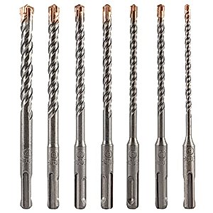 Firecore 7-Piece 6in SDS Plus Bits Set, Carbide Rotary Hammer Concrete Masonry Drill Bits Set for Brick, Stone, Masonry and Concrete - FS21507