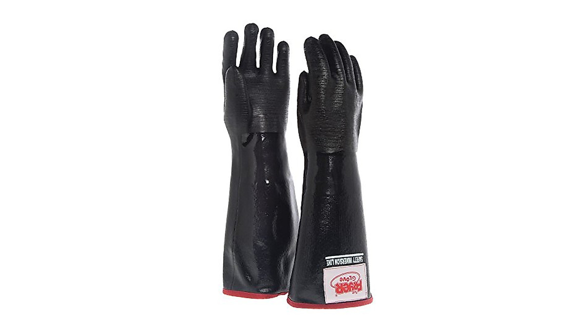 21" Black Neoprene Fryer Gloves | Protect Up to 450°F