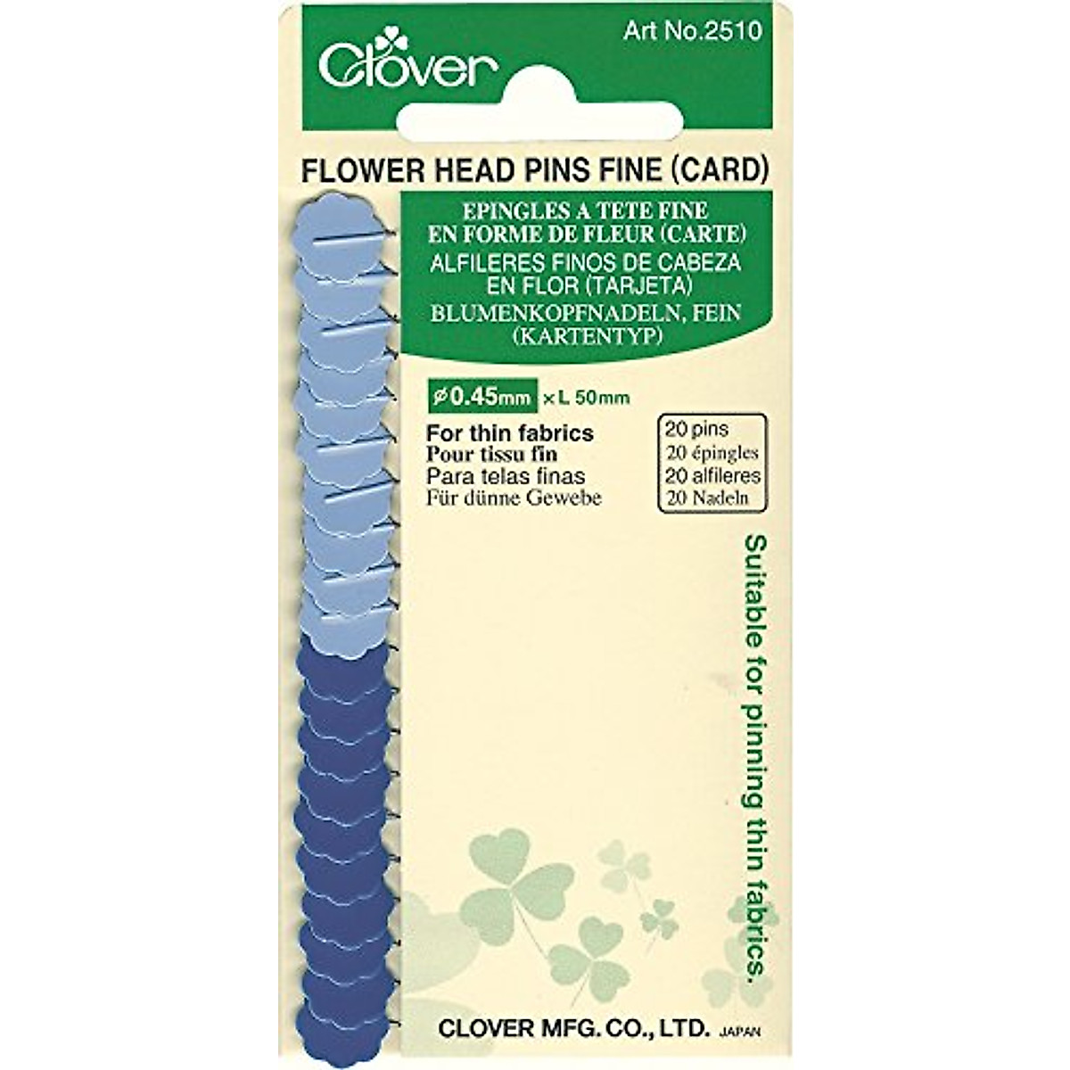 Clover Flower Head Pins-Fine Card, 20 ea.