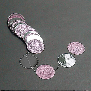 Glitter Silver Pink Circle Dot Garlands Party Decoratoins Polka Dots Streamer/Backdrop/Banner for Girls Birthday/Bday Party Hanging Decor/Bridal Baby Shower/Wedding/Anniversary/Engagement/Sweet 16