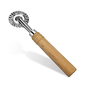 Ravioli Cutter Wheel,Pastry Wheel Cutter with Long Wooden Handle,Zinc Alloy Pasta Cutter Wheel for Kitchen
