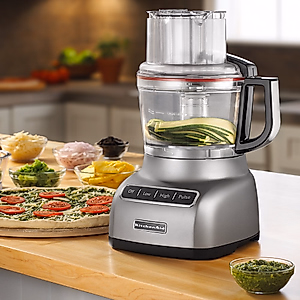 KitchenAid RKFP0922CU Food Processor with ExactSlice System 9-Cup, Contour Silver, (Renewed)