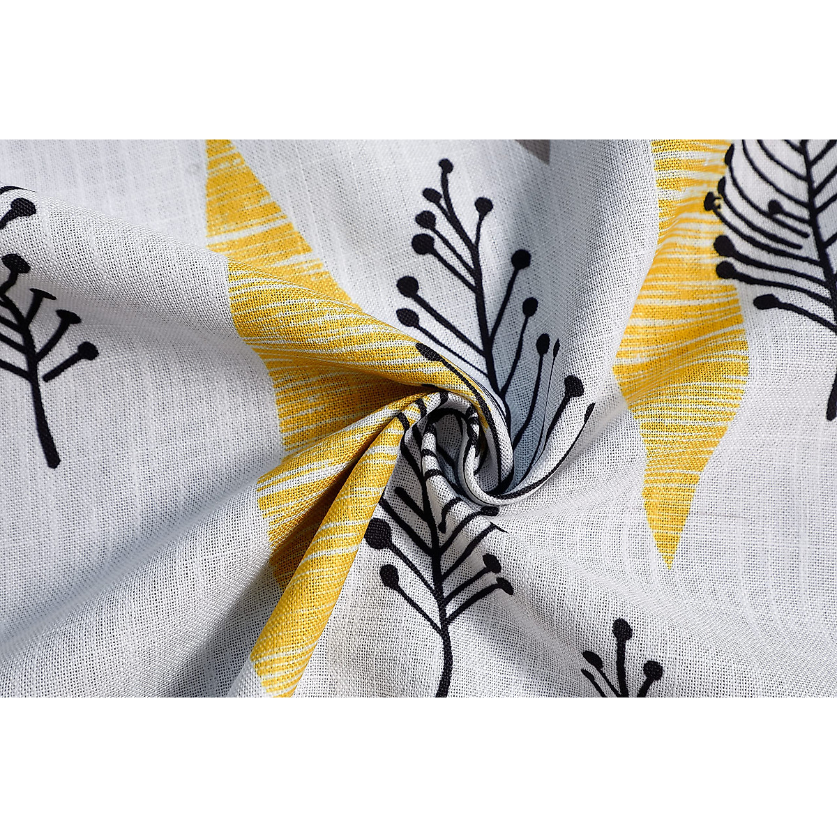 Cherry Home Modern Leaves Room Darkening Blackout Curtain Pairs Panel Heavy Drapes for Living Room Grommet Top Draperies Yellow,2 Panels with 2 Matching Pillow Case,52 Inch by 84 Inch