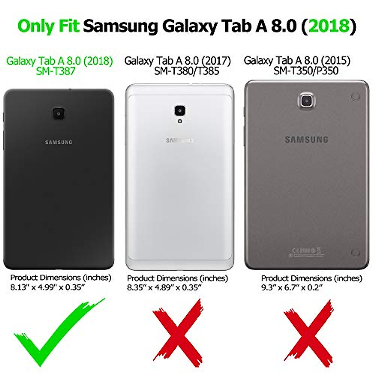 BMOUO Kids Case for Samsung Galaxy Tab A 8.0 2018 SM-T387, Shockproof Light Weight Protective Handle Stand Kids Case for Galaxy Tab A 8.0 Inch 2018 Release SM-T387 - Blue