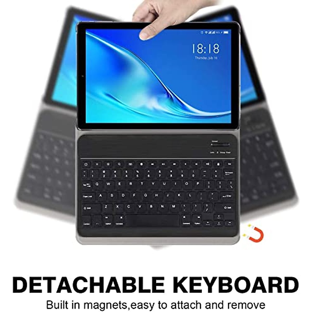 2023 Newest Tablet with Keyboard 10 Inch, Android Tablet Newest Octa-core Processor, 64GB ROM + 4GB RAM Storage, 256GB Expandable, 2 in 1 Tablet with 2 Sim Slot+WiFi, GPS, 1920x1200 HD Display -Black