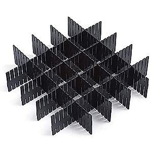 Ygapuzi 8pcs DIY Plastic Grid Drawer Dividers Adjustable Drawer Organizer Storage Separators Tidy Container for Closet, Office Desk, Kitchen Storage, Dresser, Makeup Tools, Underwear, Socks (Black)