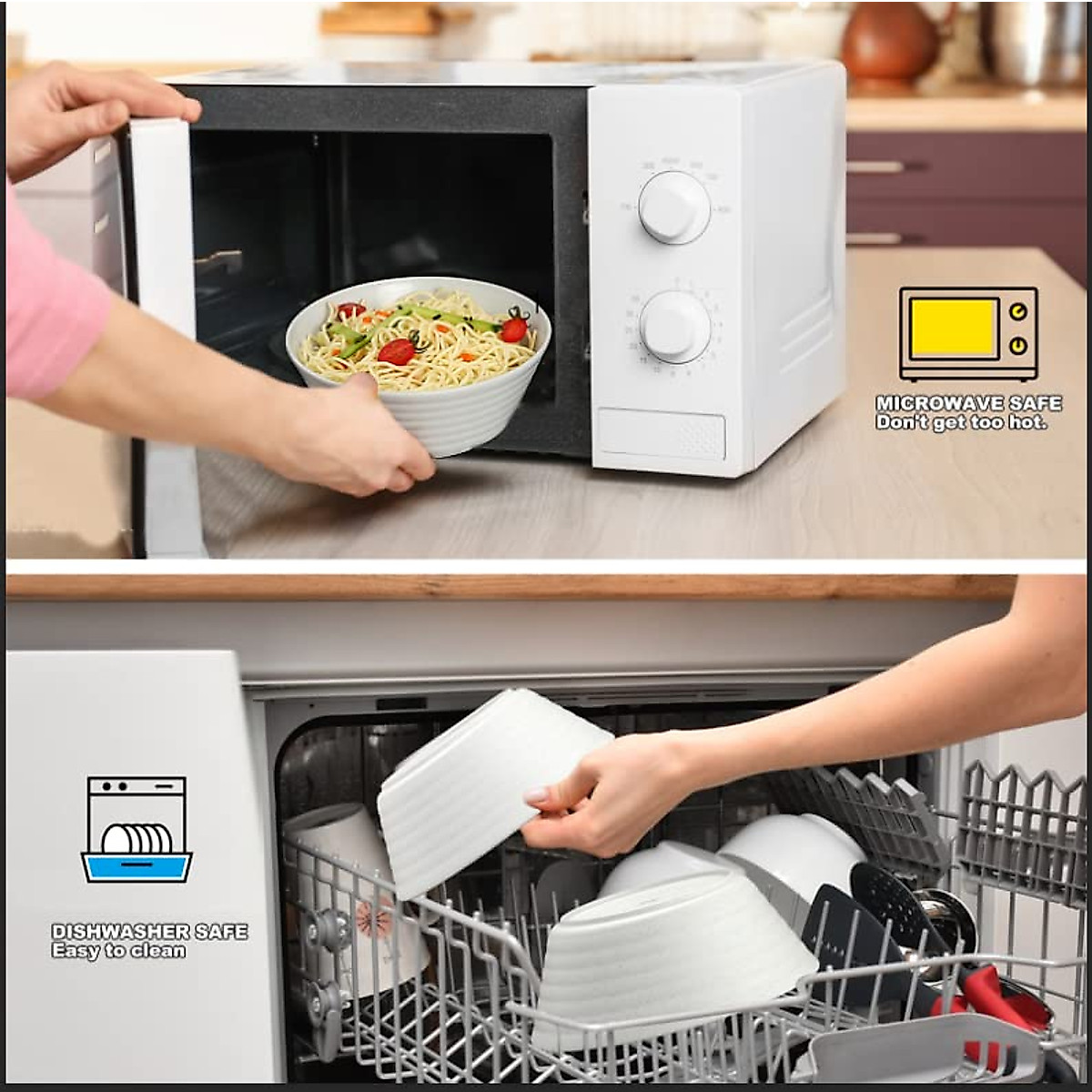 DUOLUV Cereal Bowl, Set of 8 Soup Bowls 36 Ounces Unbreakable Wheat Straw Bowls Microwave Dishwasher Safe Reusable Bowls for Kitchen Cereal Salad Soup Rice Noodle Oatmeal