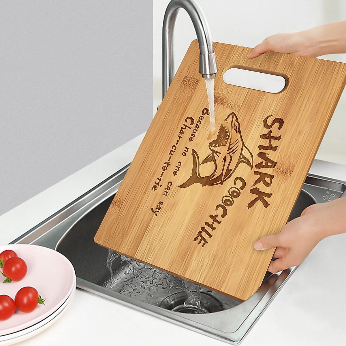 Shark Coochie Charcuterie Board Bamboo Cutting Board for Meat and Cheese Personalized Charcuterie Board Handmade Cutting Boards (Board C，11‘’)