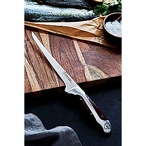 Hammer Stahl 7-Inch Fillet Knife - German High Carbon Steel - Curved Flexible Blade for Boning, Filleting, and Trimming - Ergonomic Quad-Tang Handle