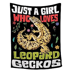 Leopard Gecko Blanket,Funny Gecko Gifts,Just A Girl Who Loves Leopard Gecko Flannel Throw Blanket,Super Soft Cozy Blanket,Fuzzy Warm Cozy Bedding Blankets for Couch Bed,40"x50"-Throw Size for Kids