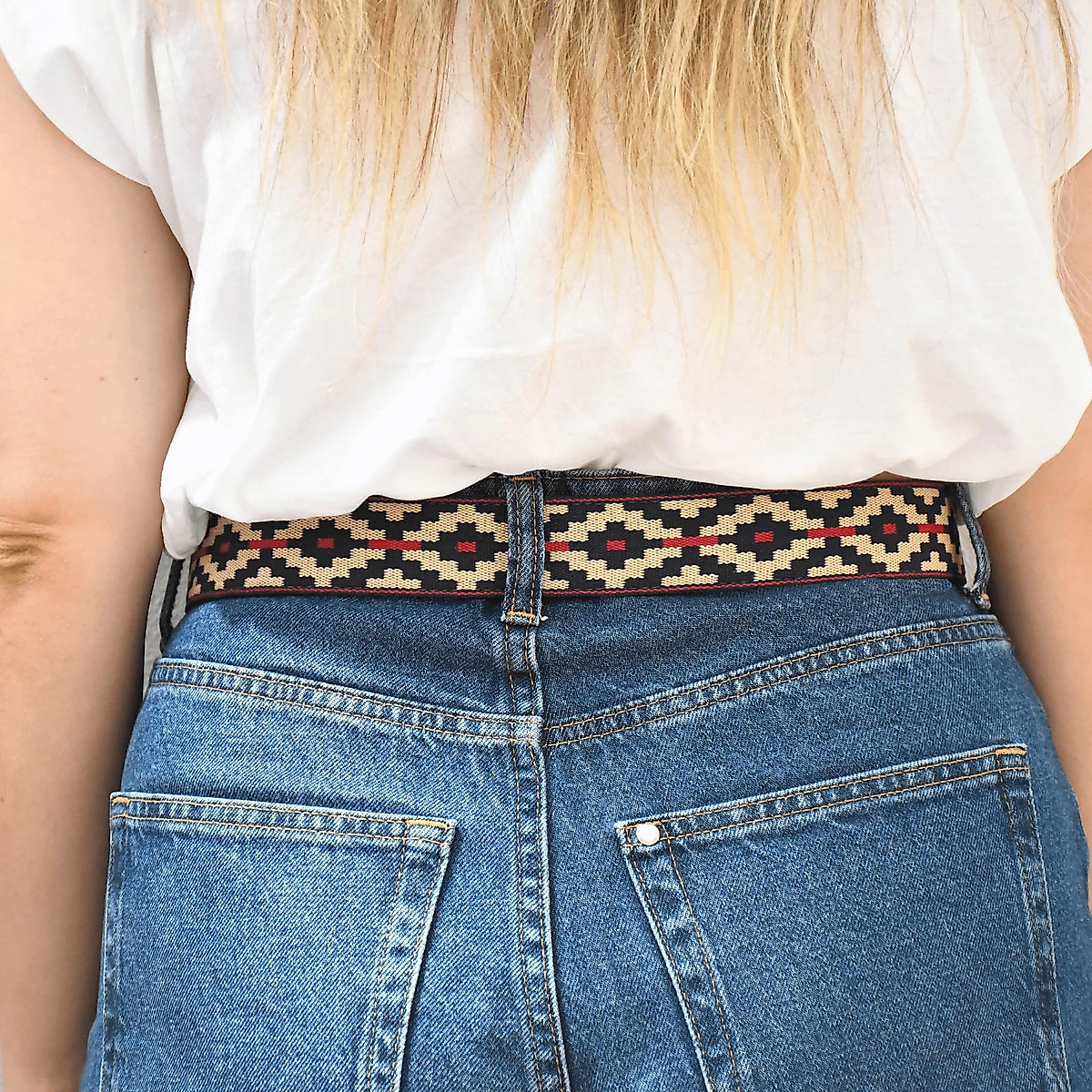 GauchoLife Handmade Woven Polo Belt - Guarda Pampas Design, Crafted from Full Grain Leather (Brown/Blue-Red, 36)